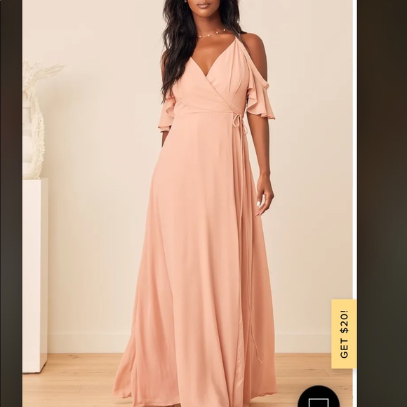 Lulu's | Dresses | Lulus Blush Cold Shoulder Maxi Wrap Dress | Poshmark
